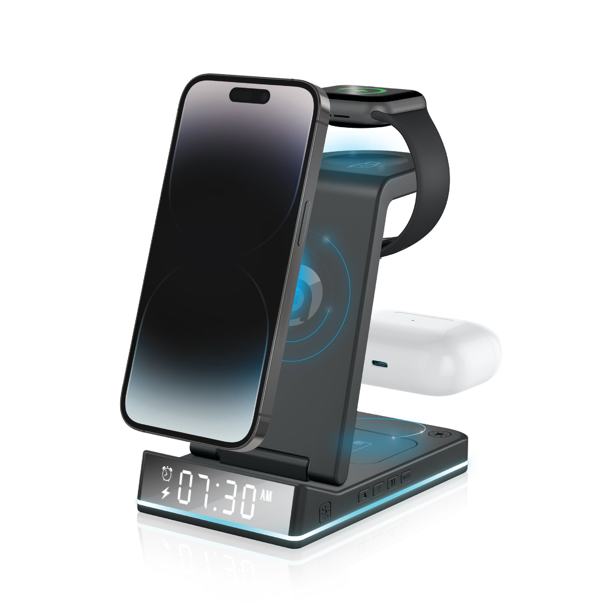 Lifestyle Advanced Quad 4in1 Wireless Charger with Clock and Night Lig ...